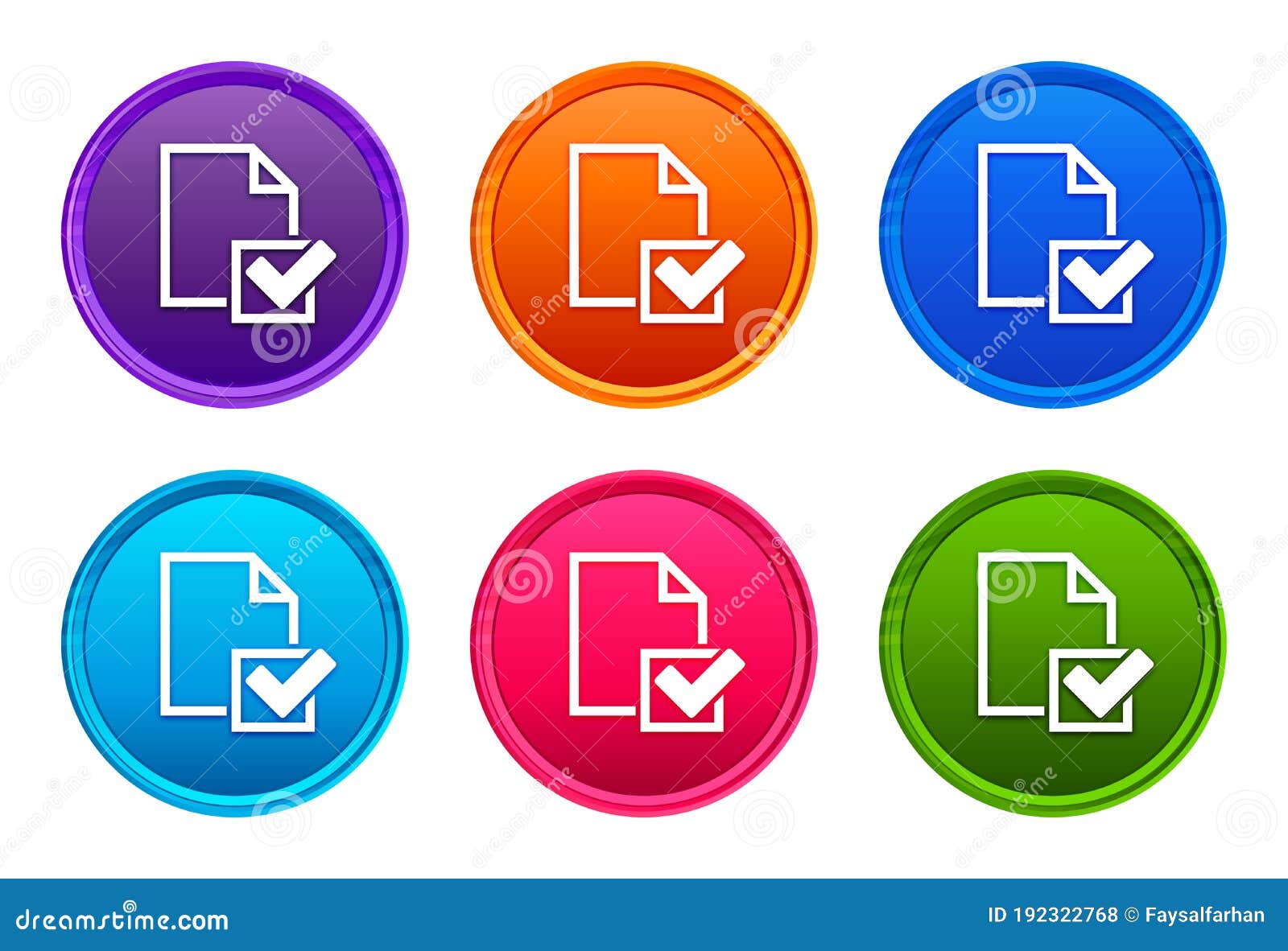 Checklist Icon Luxury Bright Round Button Set 6 Color Vector Stock ...