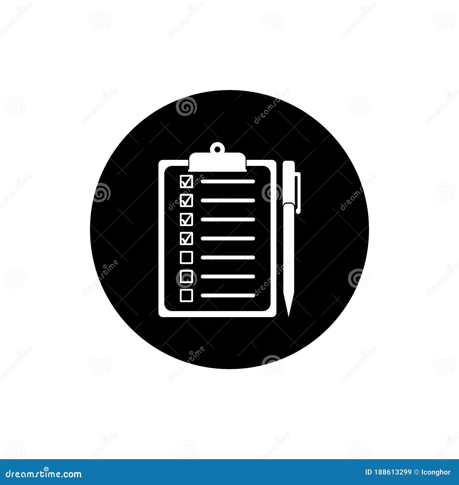 Checklist Icon. Rounded Button Style. Stock Vector - Illustration of ...