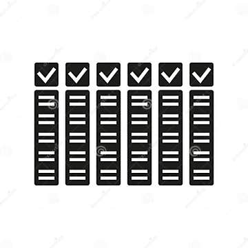 Checklist Icon Rows. Columnar List Layout. Black and White Contrast ...