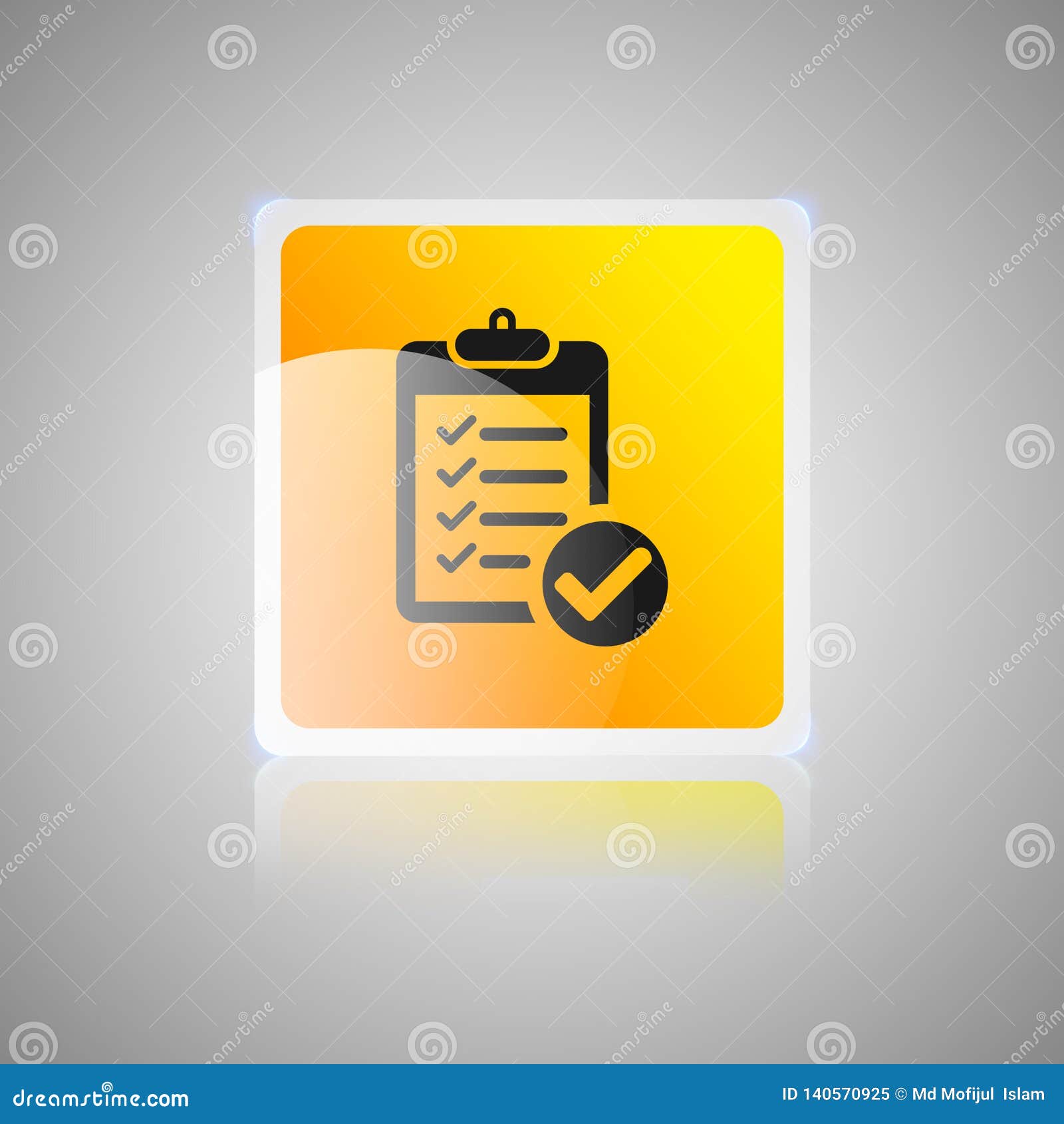 Checklist Orange Square Glassy Button Stock Illustration - Illustration ...