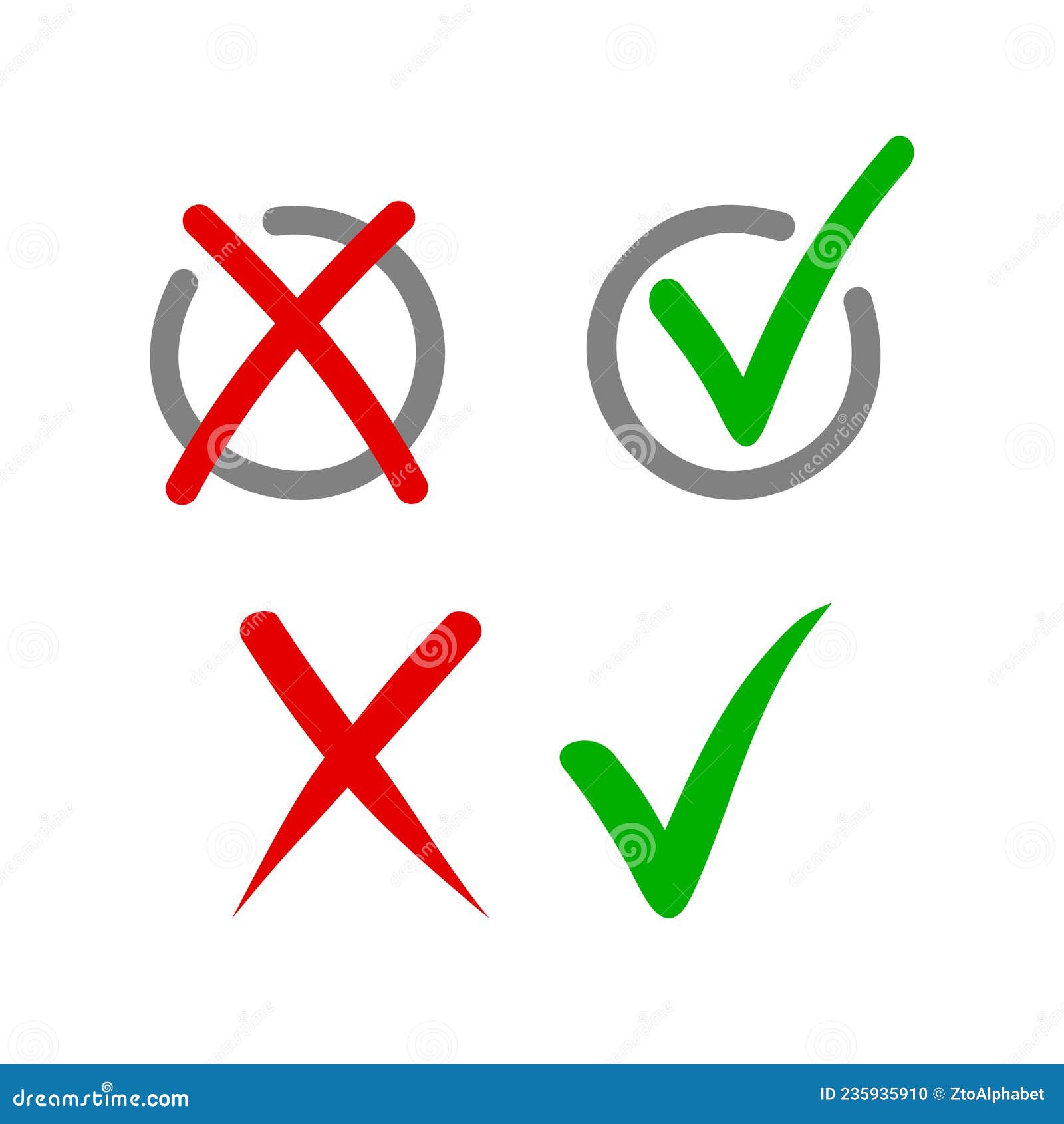Checkmark Sign Approved and Rejected Stock Vector - Illustration of ...