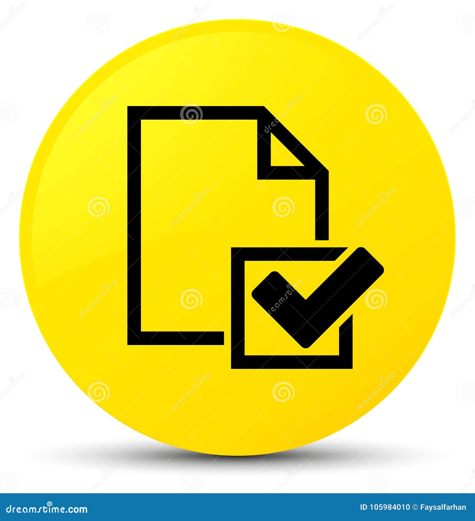 Checklist Icon Yellow Round Button Stock Illustration - Illustration of ...