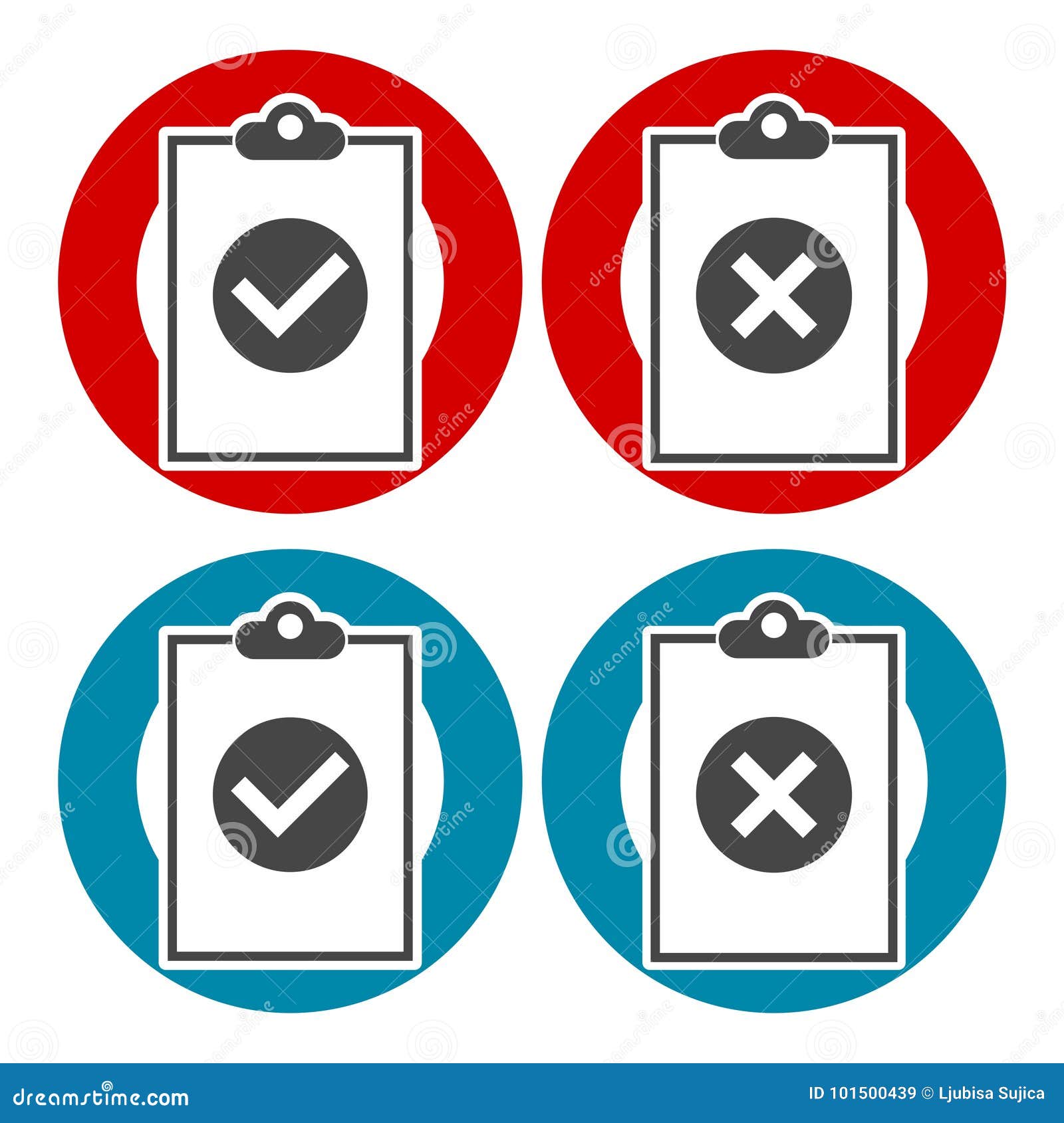 Checklist Icons Set, Check Mark and X Mark Stock Vector - Illustration ...