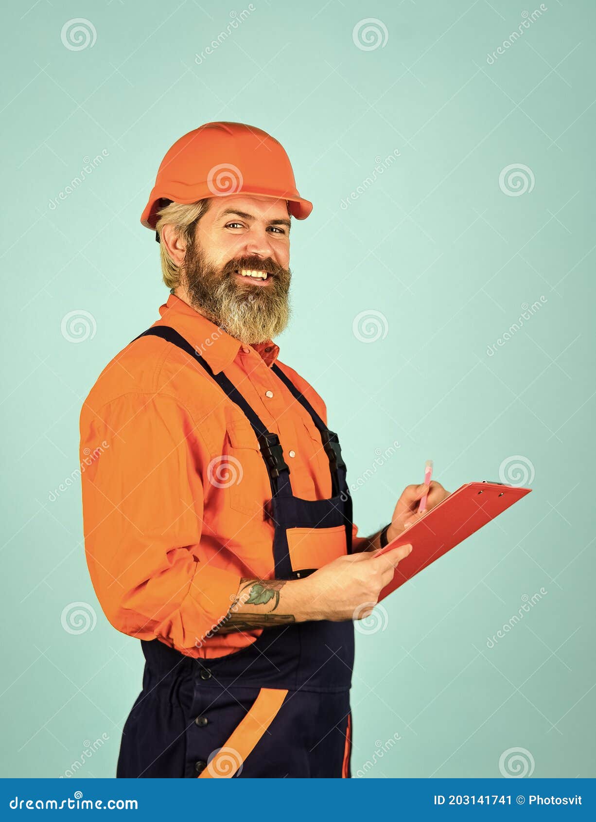 Checklist. Inspecting. Control Concept. Foreman with Document ...