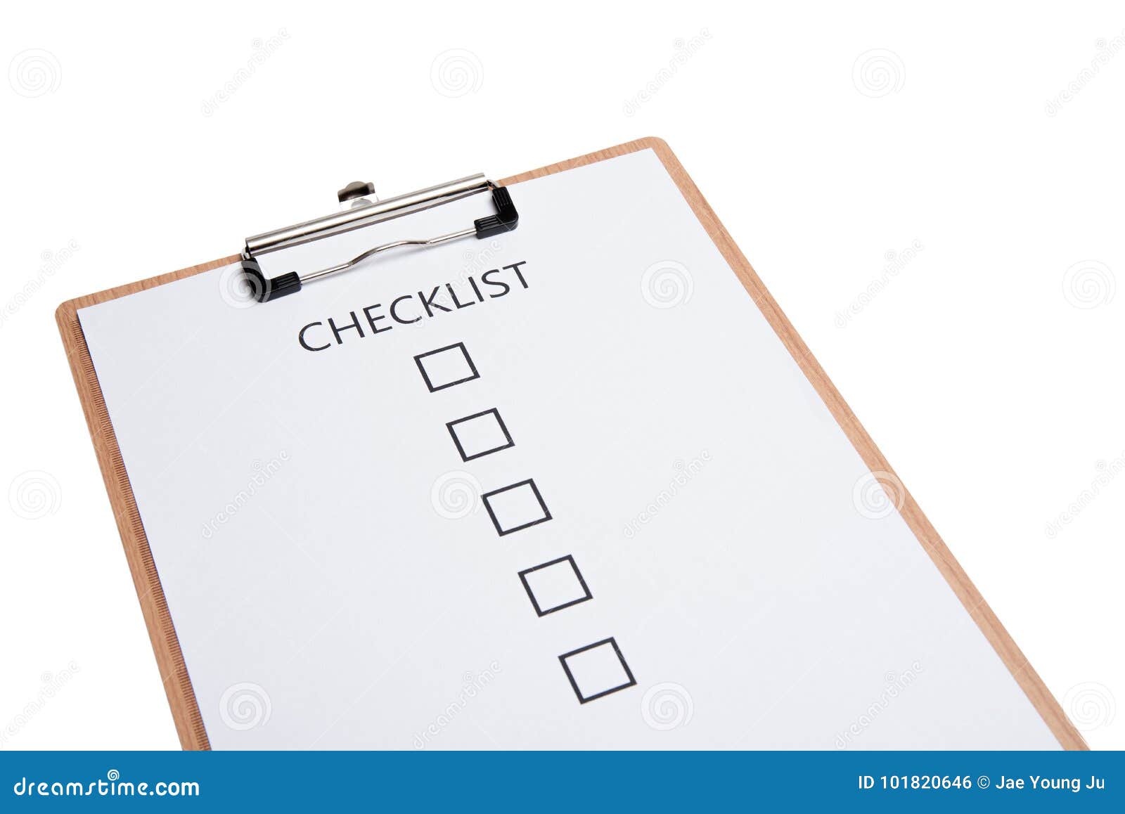 Checklist on white paper stock photo. Image of agreement - 101820646