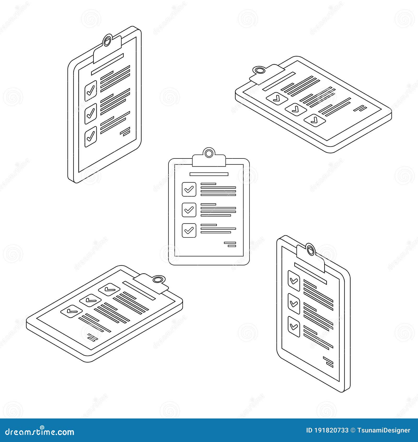 Checklist Isometric & Flat - Black Outline Icon Vector Stock Vector ...