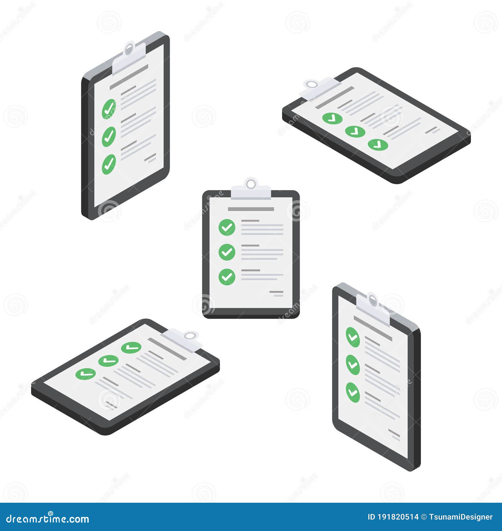Checklist Isometric & Flat - White Background Icon Vector Stock Vector ...