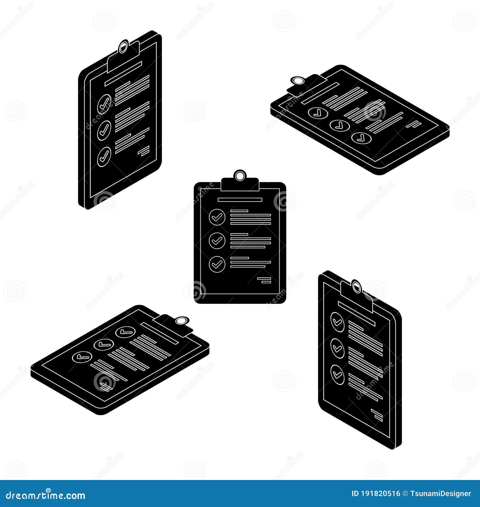 Checklist Isometric & Flat - White Outline Icon Vector Stock Vector ...
