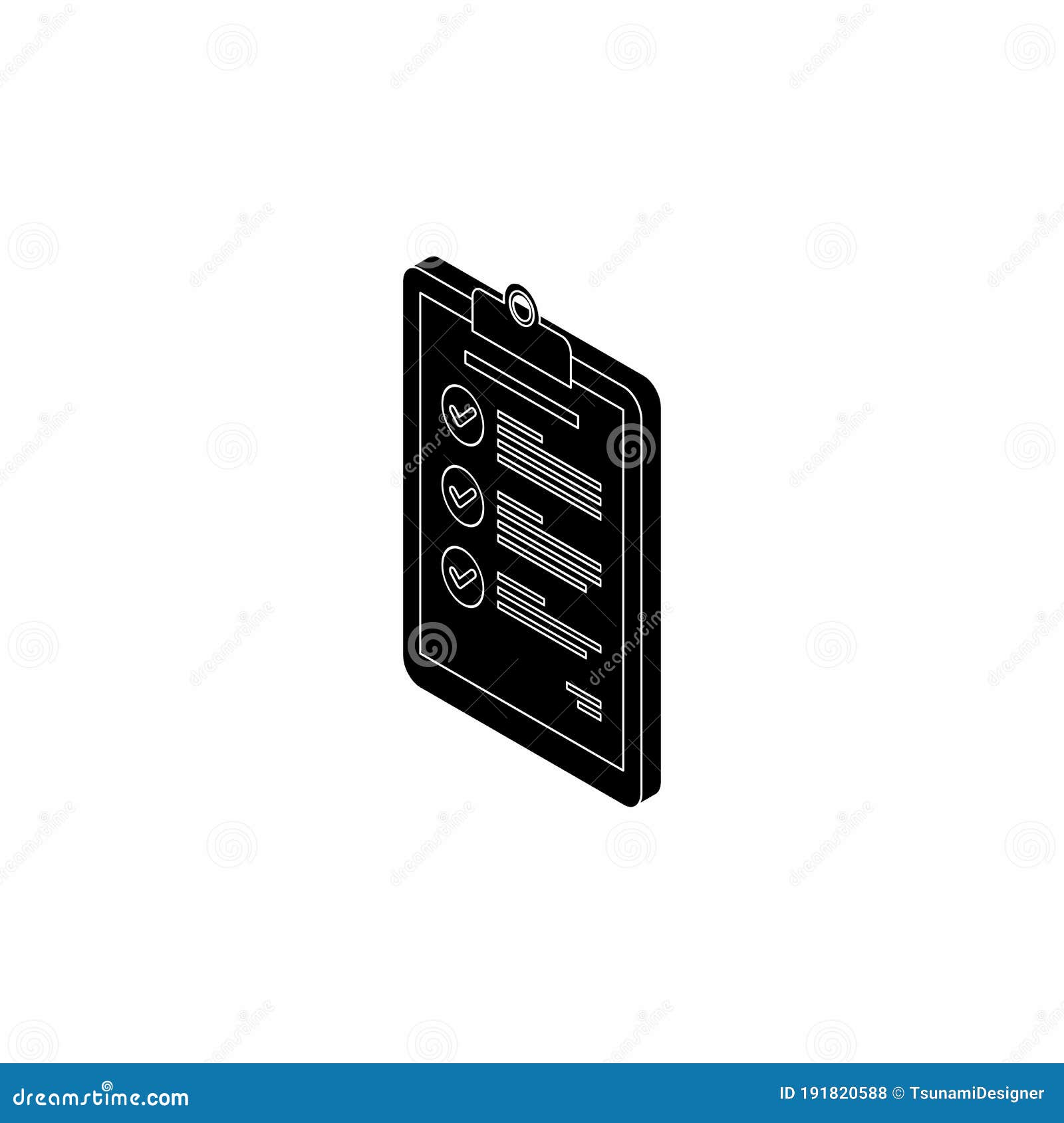 Checklist Isometric Left View - White Outline Icon Vector Isometric ...