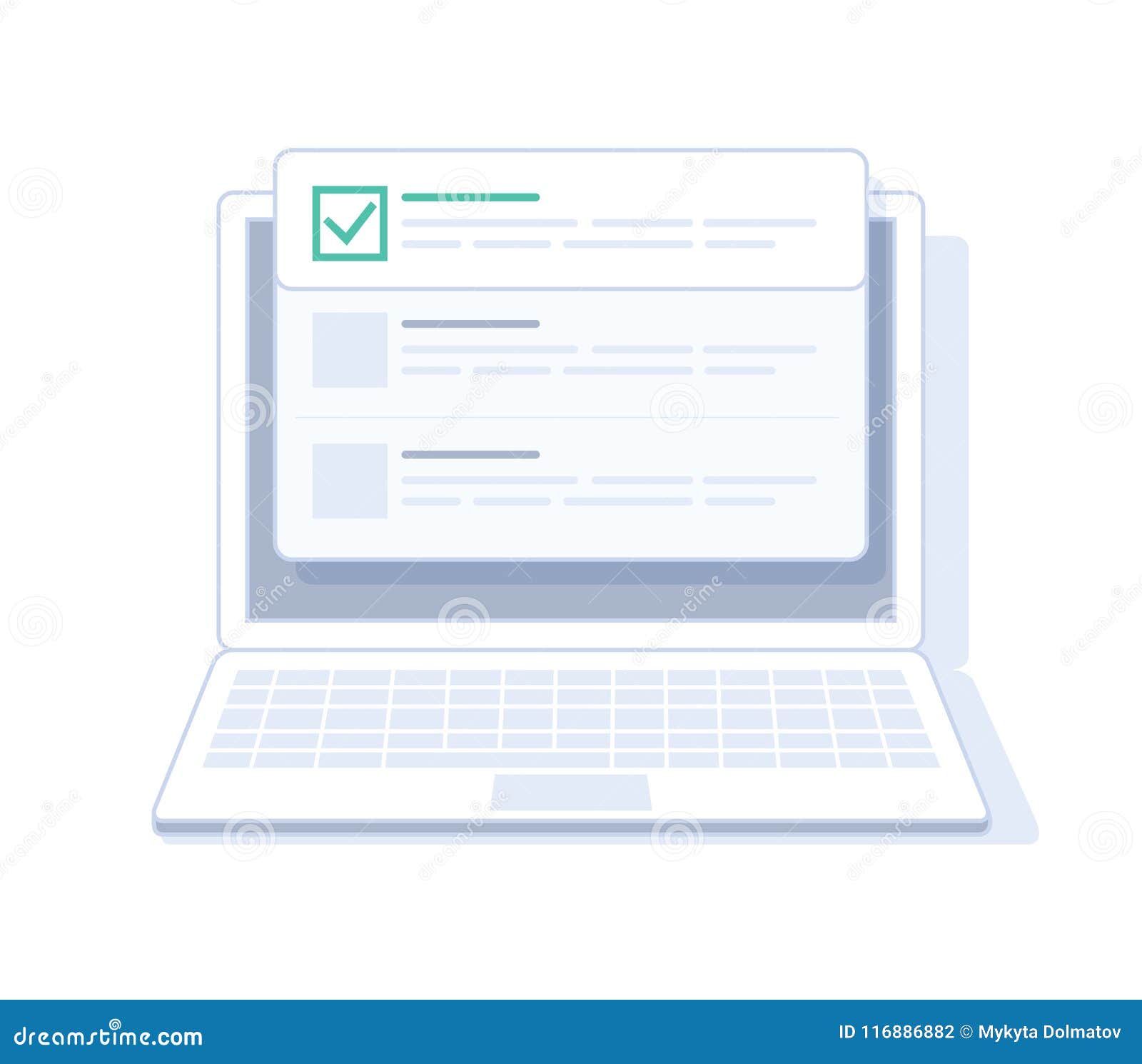 Checklist on Laptop Display, Checkboxes with Check Mark. List of ... Checklist on Laptop Display, Checkboxes with Check Mark. List of ...