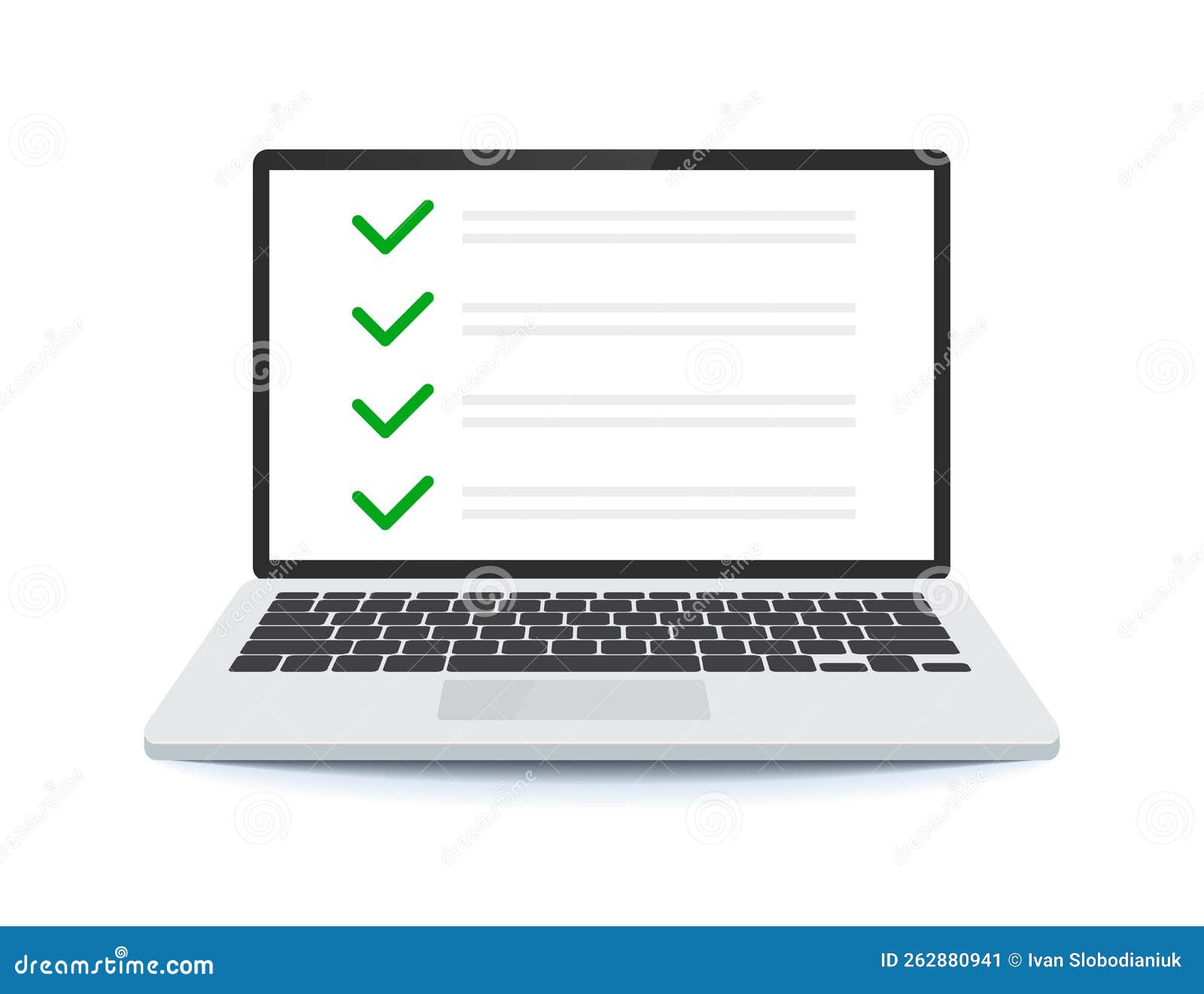 Checklist On Laptop Display, Checkboxes With Check Mark. Cartoon Vector ... Checklist On Laptop Display, Checkboxes With Check Mark. Cartoon Vector ...