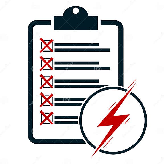 Checklist and Lightning Icon Vector. Stock Vector - Illustration of ...