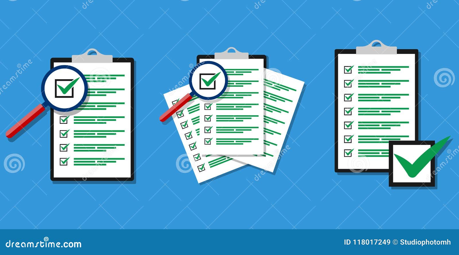 Checklist Magnifying Assessment. Flat Design Icon Stock Vector ... Checklist Magnifying Assessment. Flat Design Icon Stock Vector ...