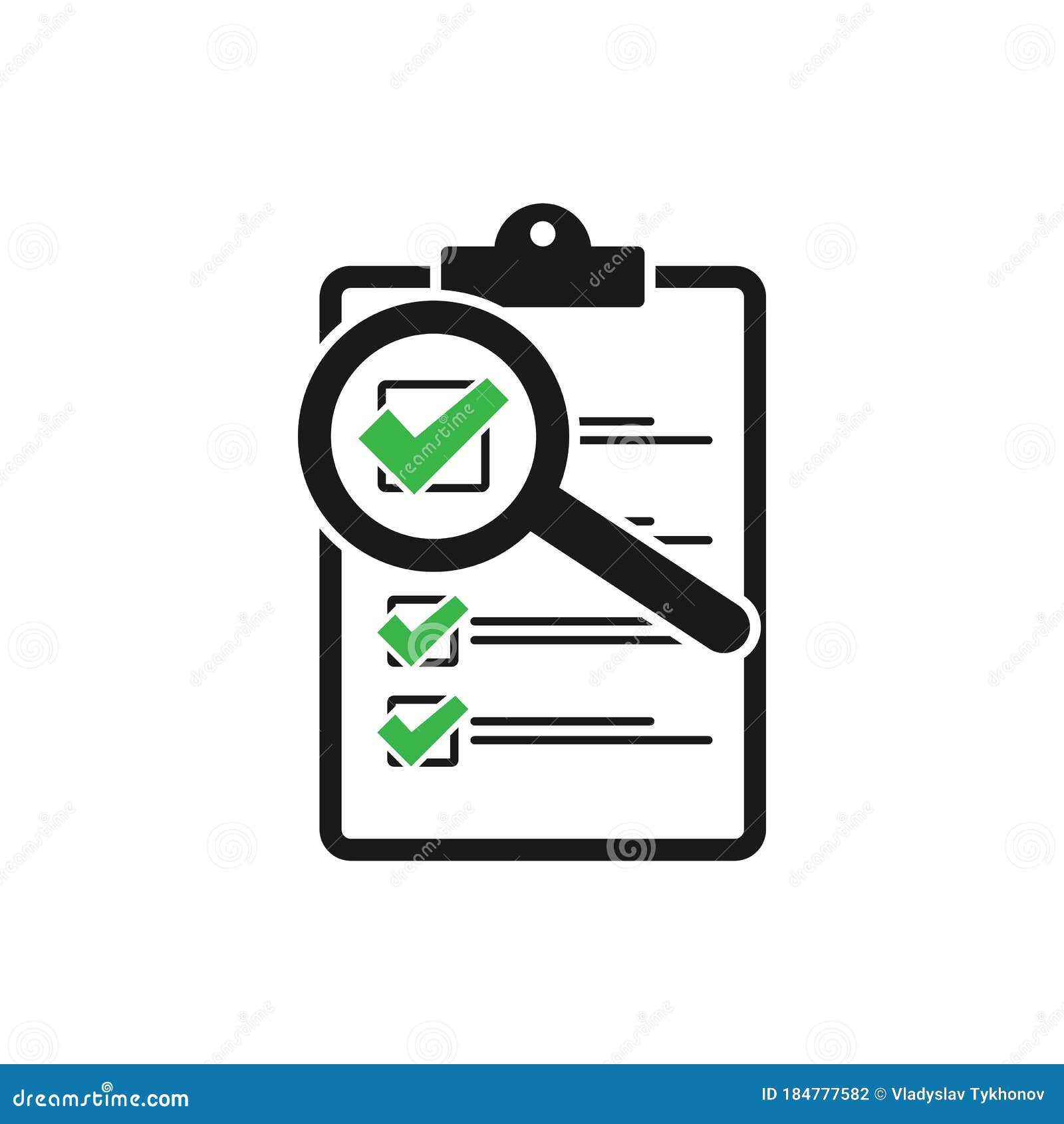 Checklist with Magnifying Glass Icon. Checkmark Document. Vector EPS 10 ...