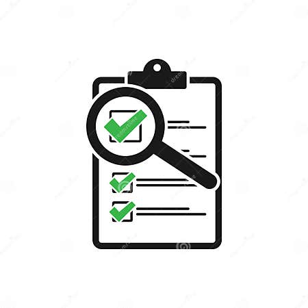Checklist with Magnifying Glass Icon. Checkmark Document. Vector EPS 10 ...