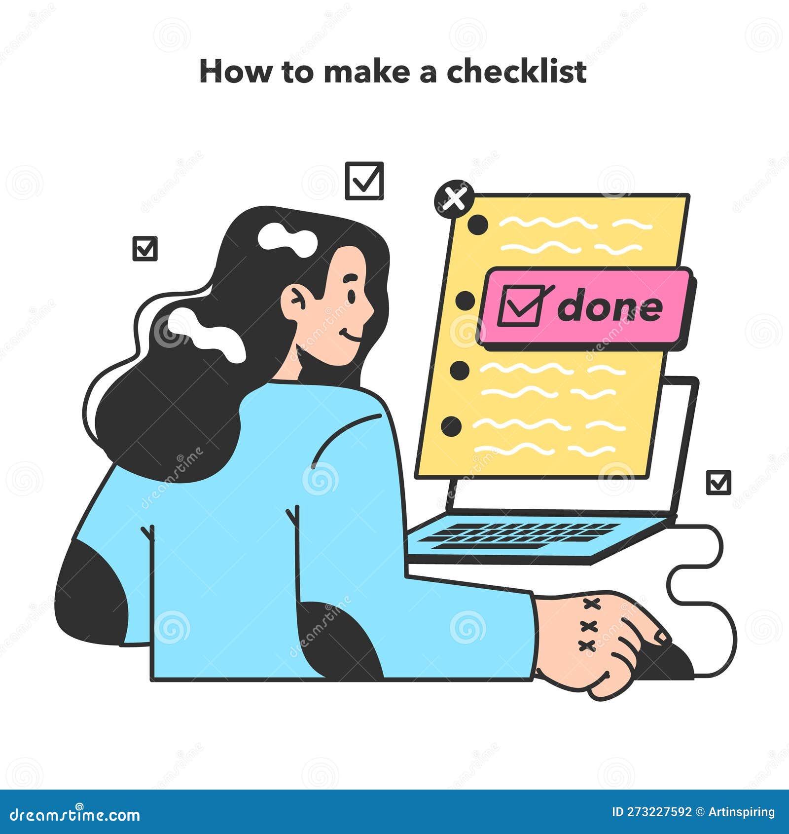 Checklist Making Concept. Character Planning the daily Routine Stock ...