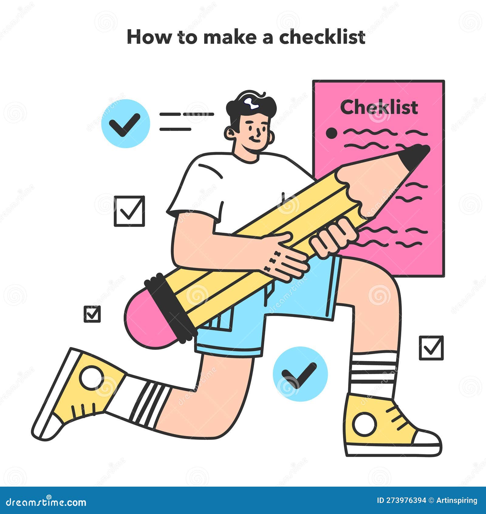Checklist Making Concept. Character Planning the daily Routine Stock ...