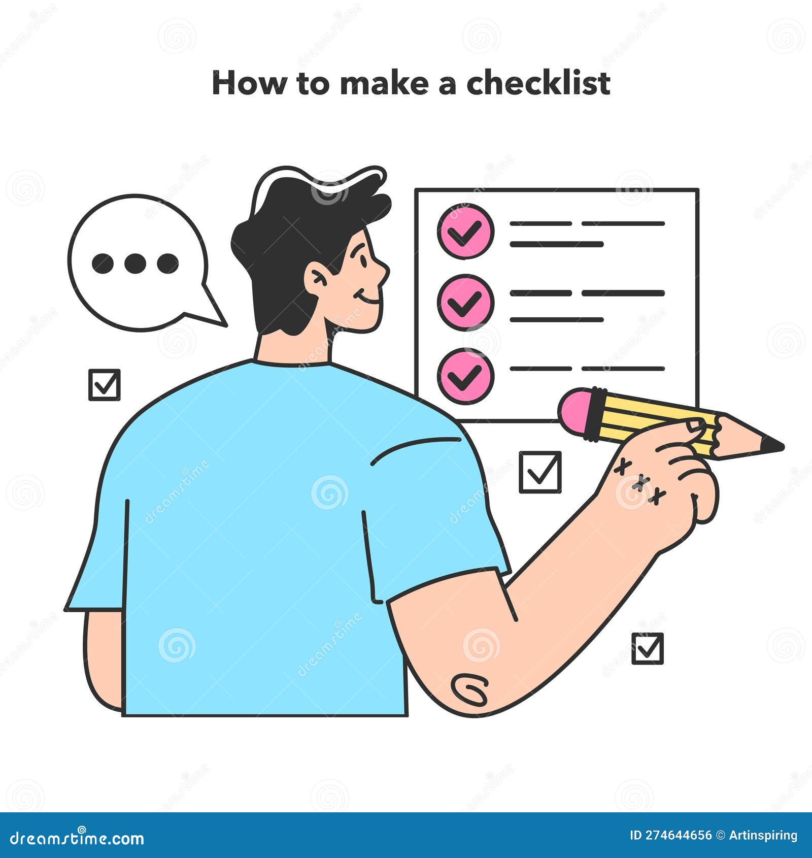 Checklist Making Concept. Character Planning the daily Routine Stock ...