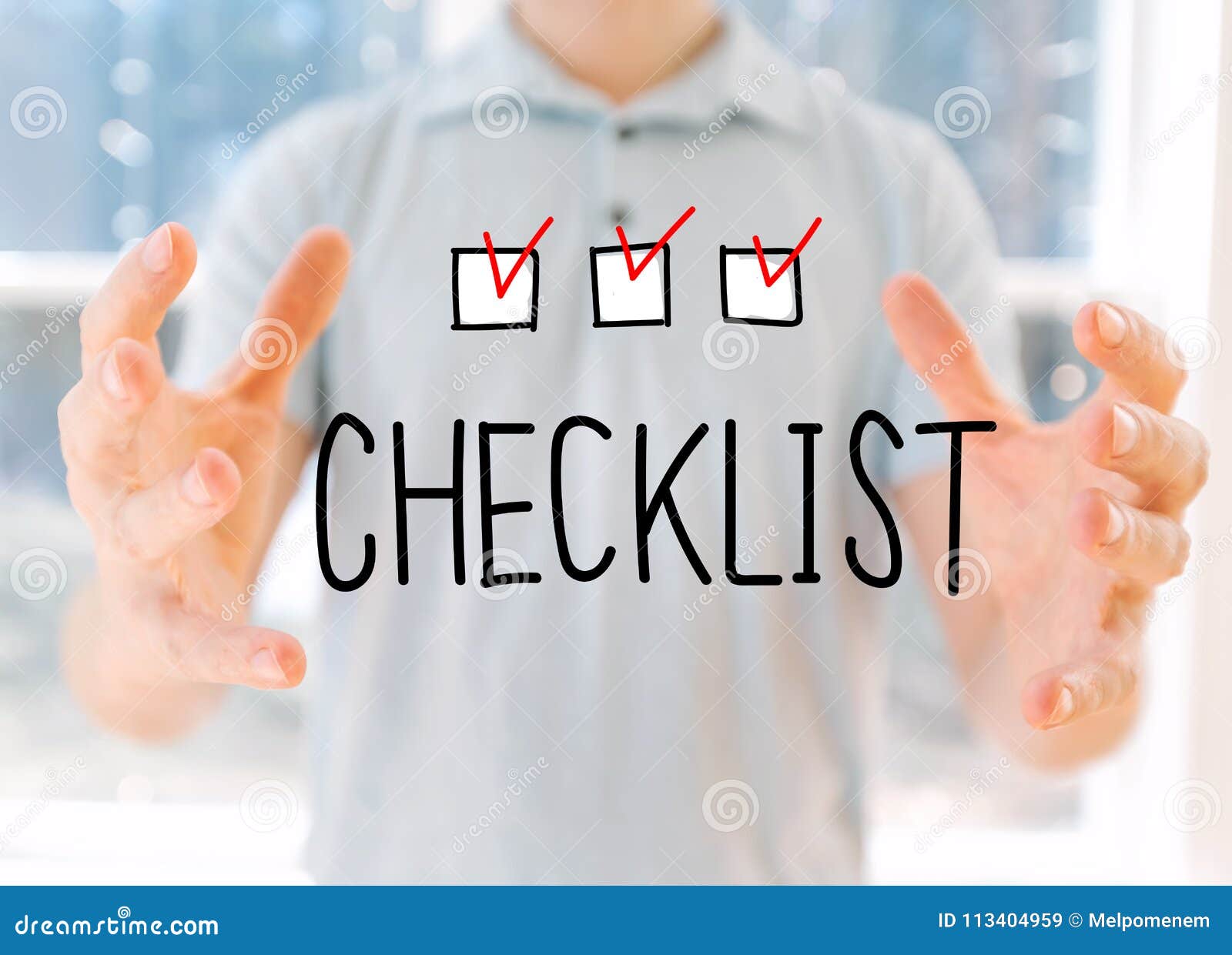 Checklist with Man Holding His Hands Stock Image - Image of lifestyle ...