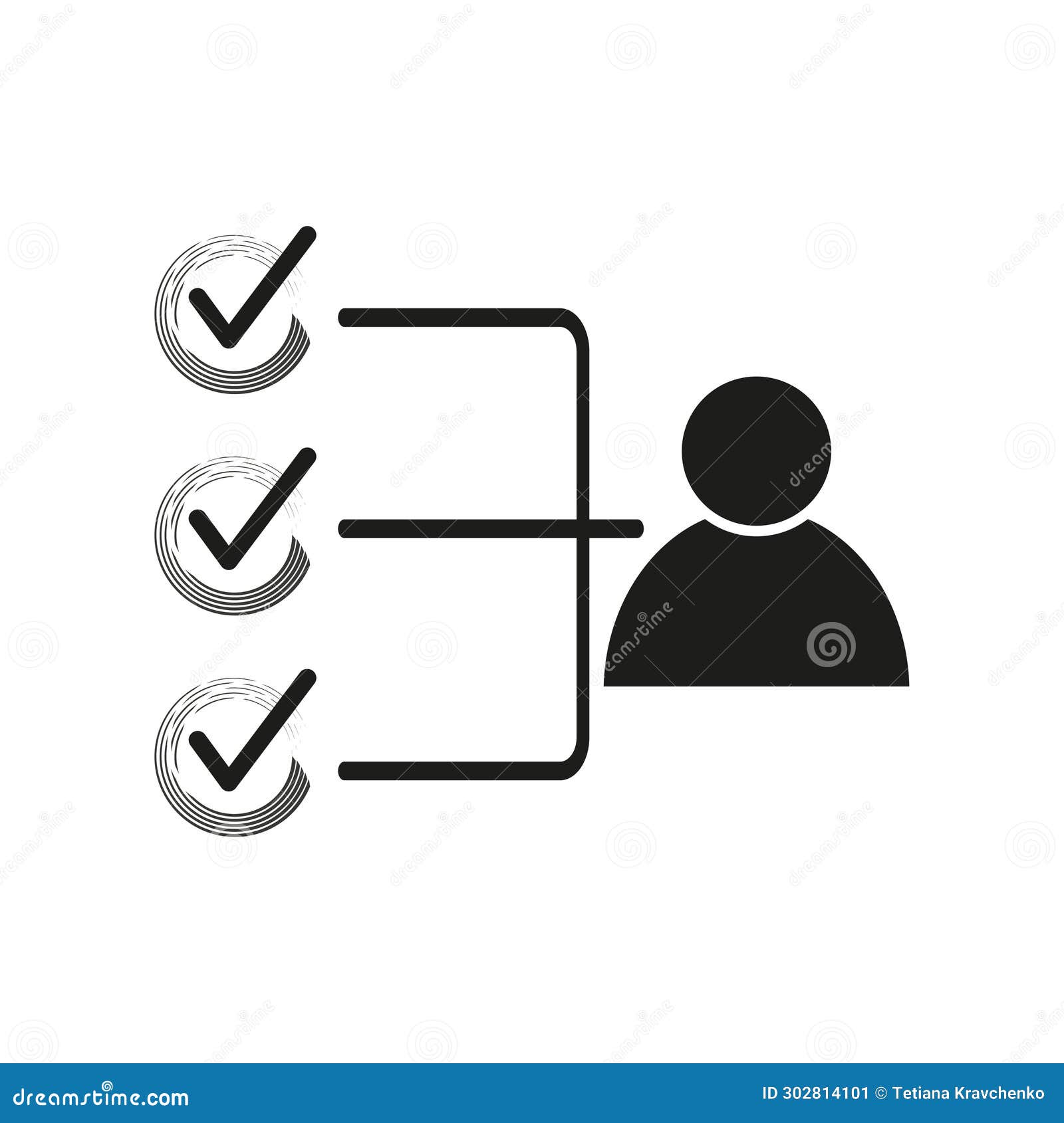 Checklist with Man Silhouette Icon, Candidate Approved Symbol. Vector ...