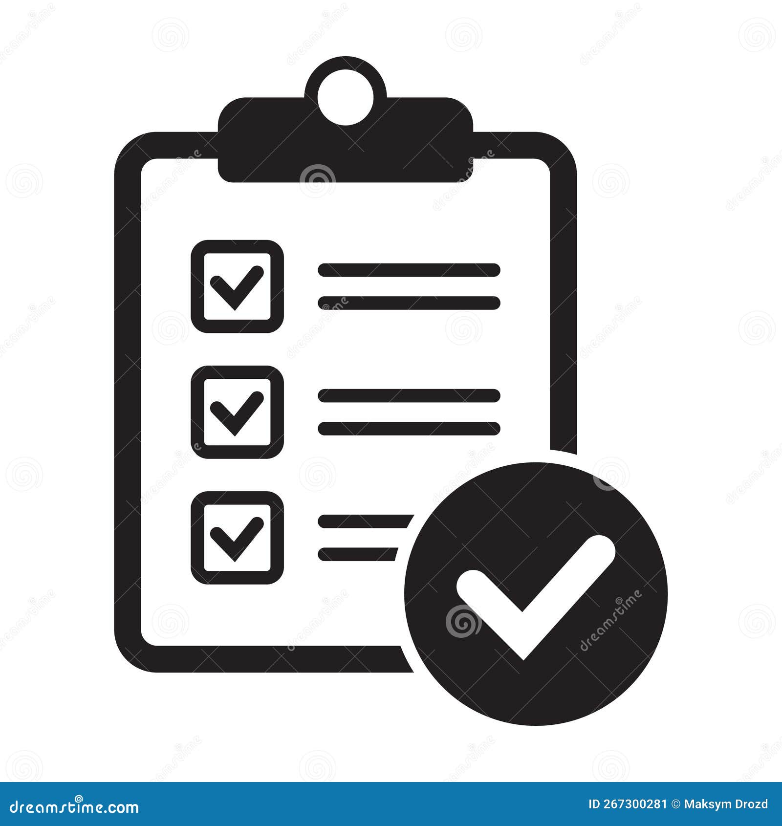 Checklist with Mark Icon in Flat Style Isolated on Background ...
