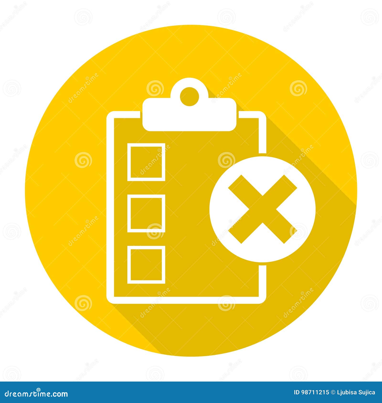 Checklist with X Mark Icon with Long Shadow Stock Vector - Illustration ...