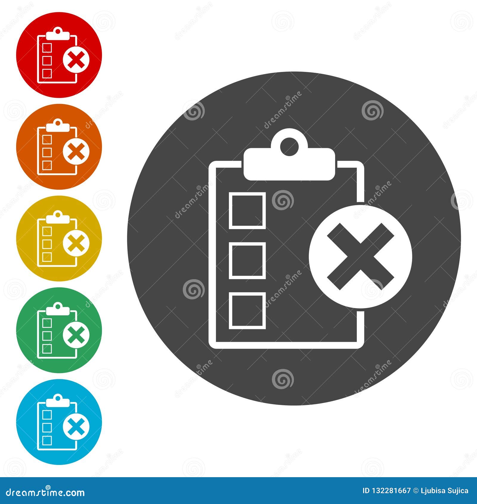 Checklist with X Mark Icon stock vector. Illustration of business ...