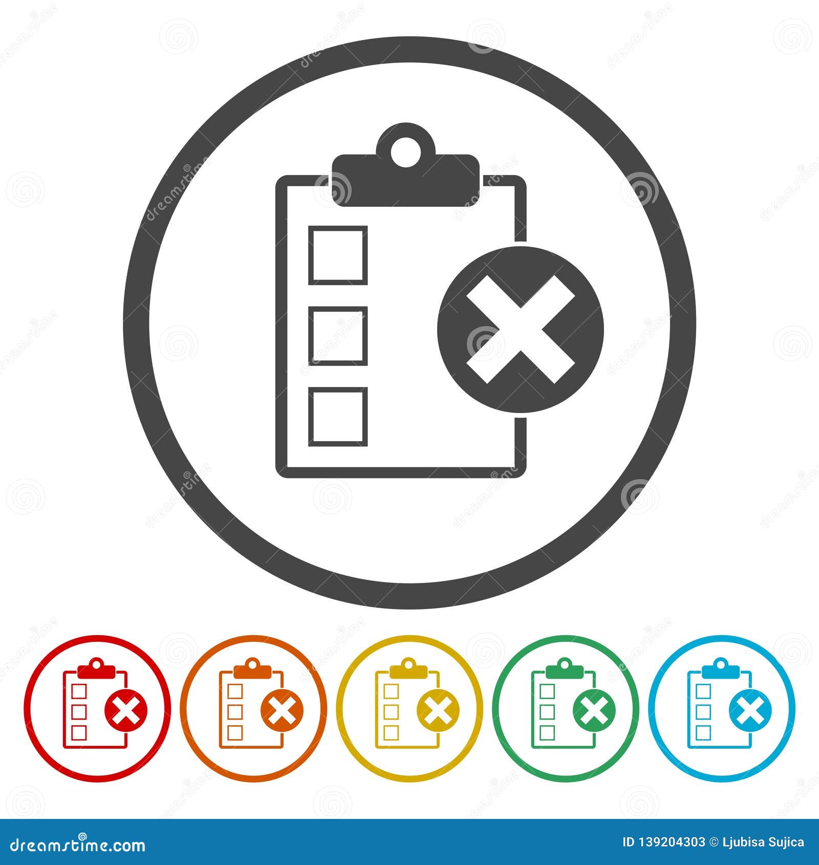Checklist with X Mark Icon stock vector. Illustration of checkbox ...