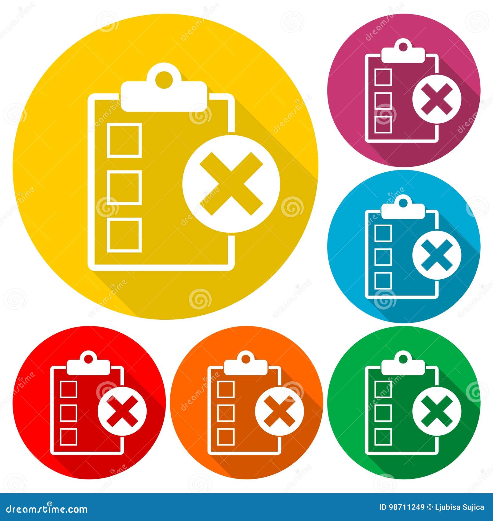 Checklist with X Mark Icons Set Stock Vector - Illustration of ...