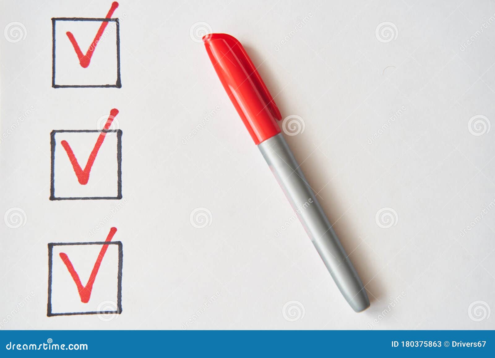 Checklist Marked Red with a Red Pen Stock Image - Image of opinion ...