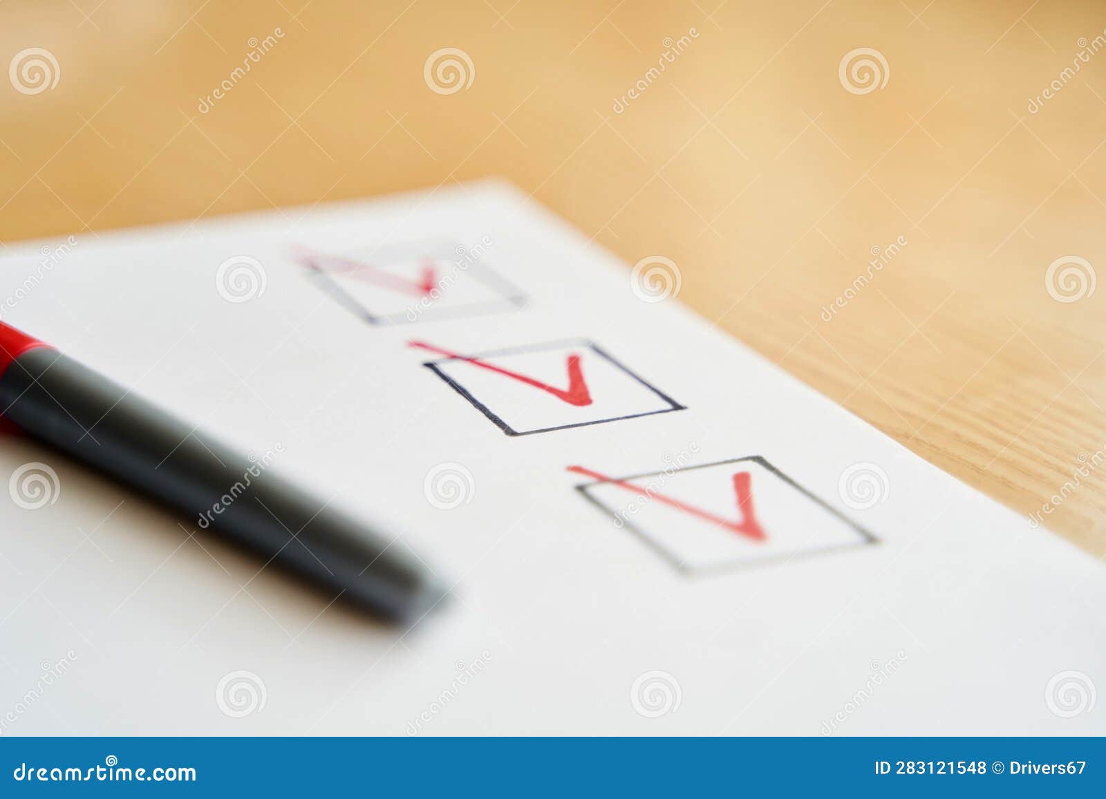 Checklist Marked Red with a Red Pen Stock Photo - Image of checked ...
