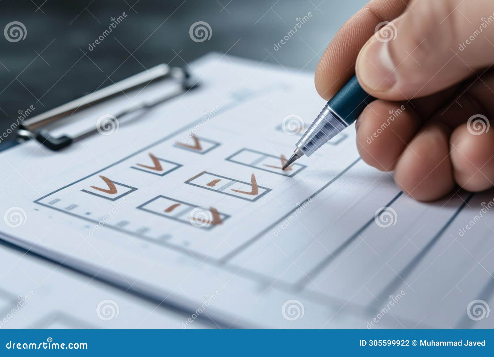Ticking Checkboxes In Check List. Man Marking Tasks Done And Completed ... Ticking Checkboxes In Check List. Man Marking Tasks Done And Completed ...