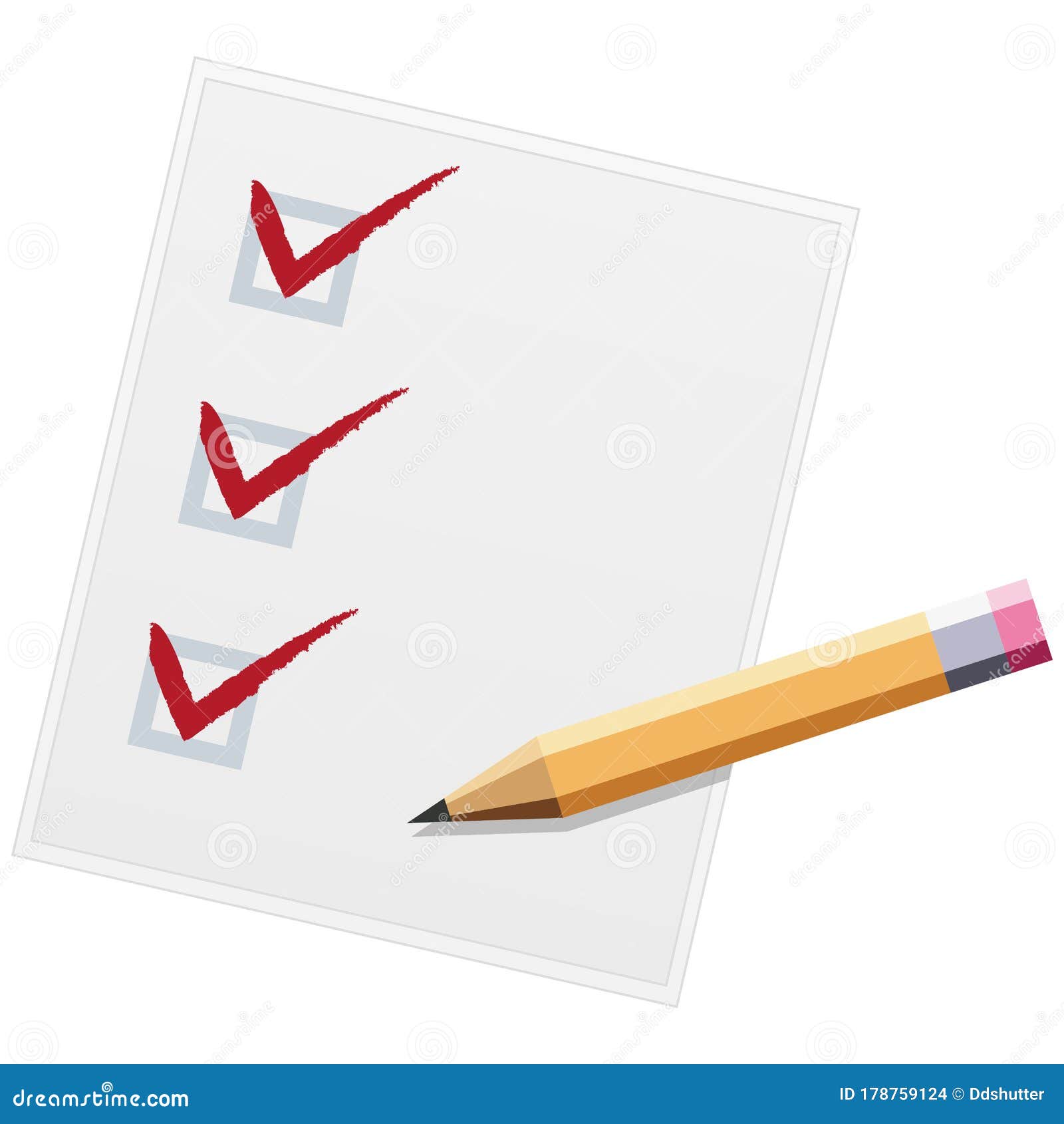 Checklist Met Een Platte Tekening Van Het Potlood Ontwerp. Drie Vector ...