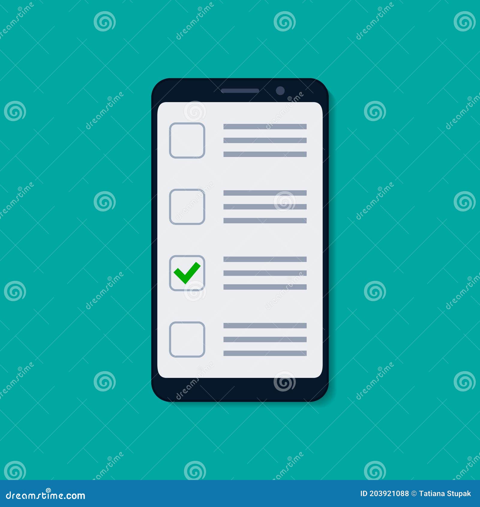 Checklist on the Mobile Phone Screen. Vector Isolated Illustration in ...