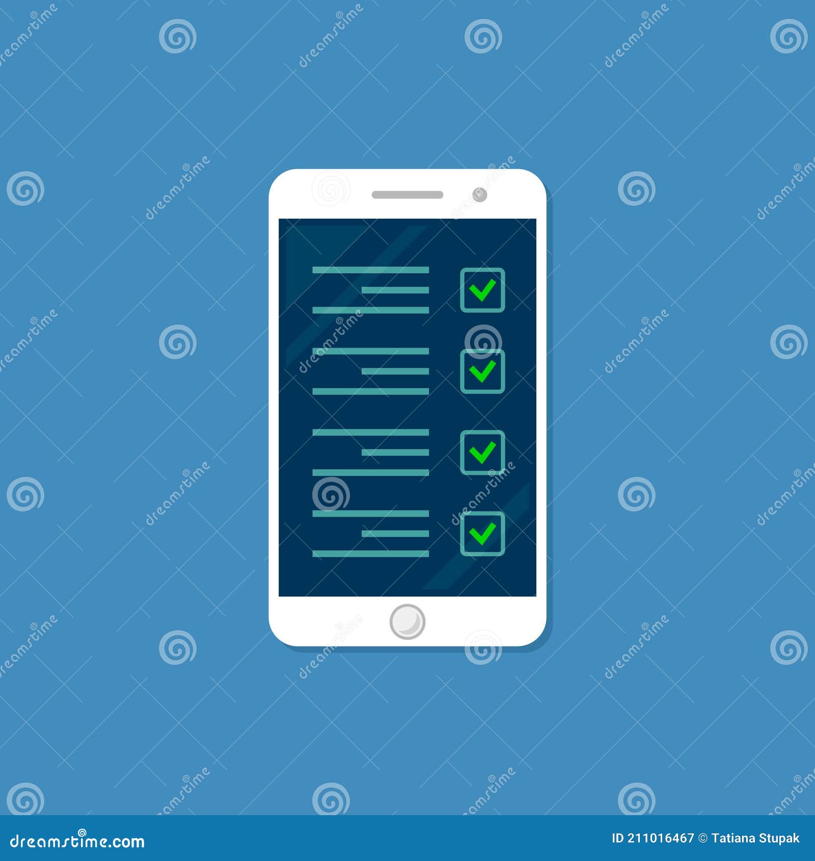 Checklist on Mobile Screen Online Form or Test Isolated Vector ...