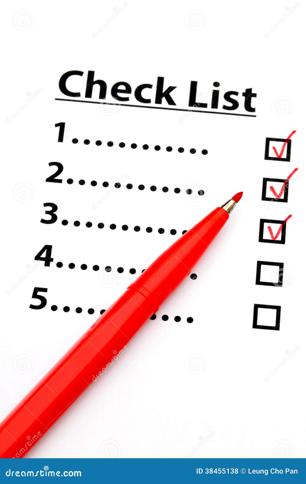 Checklist with number stock photo. Image of finish, plan - 38455138