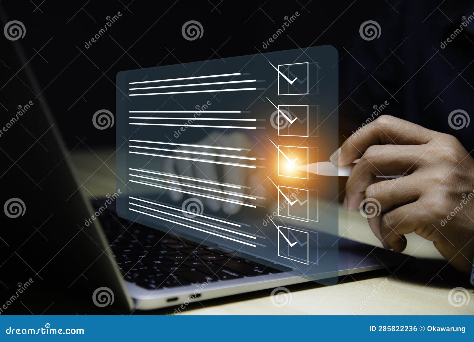 Checklist Online Documentation Data Management. Businessman Using ...