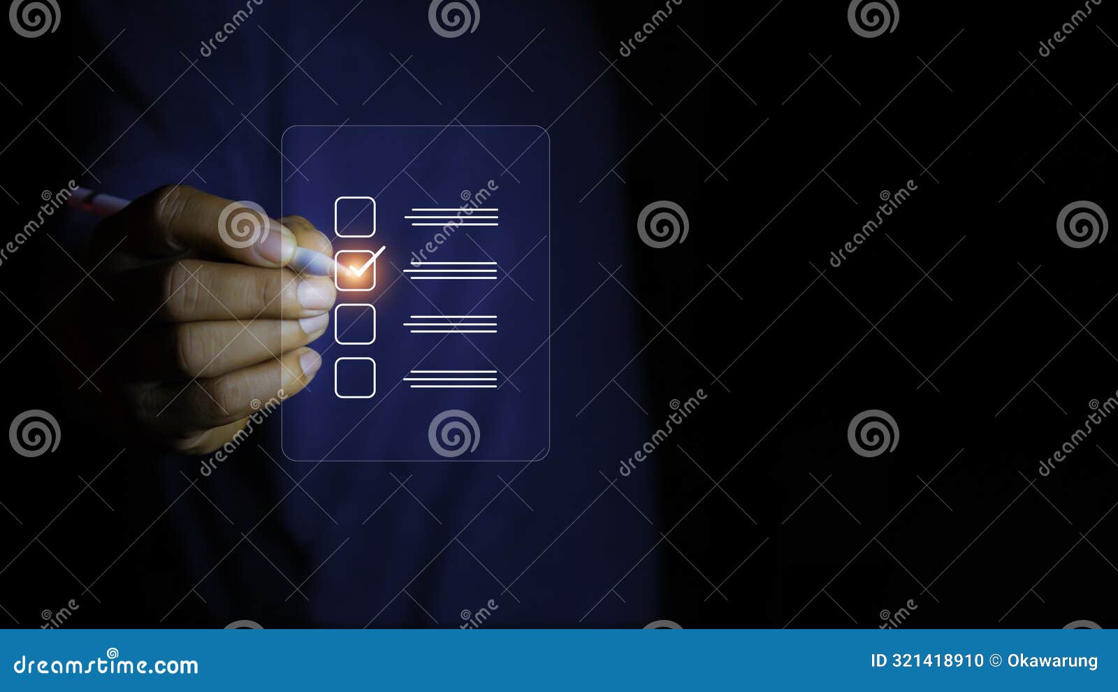 Checklist Online Documentation Data Management. Businessman Using ...