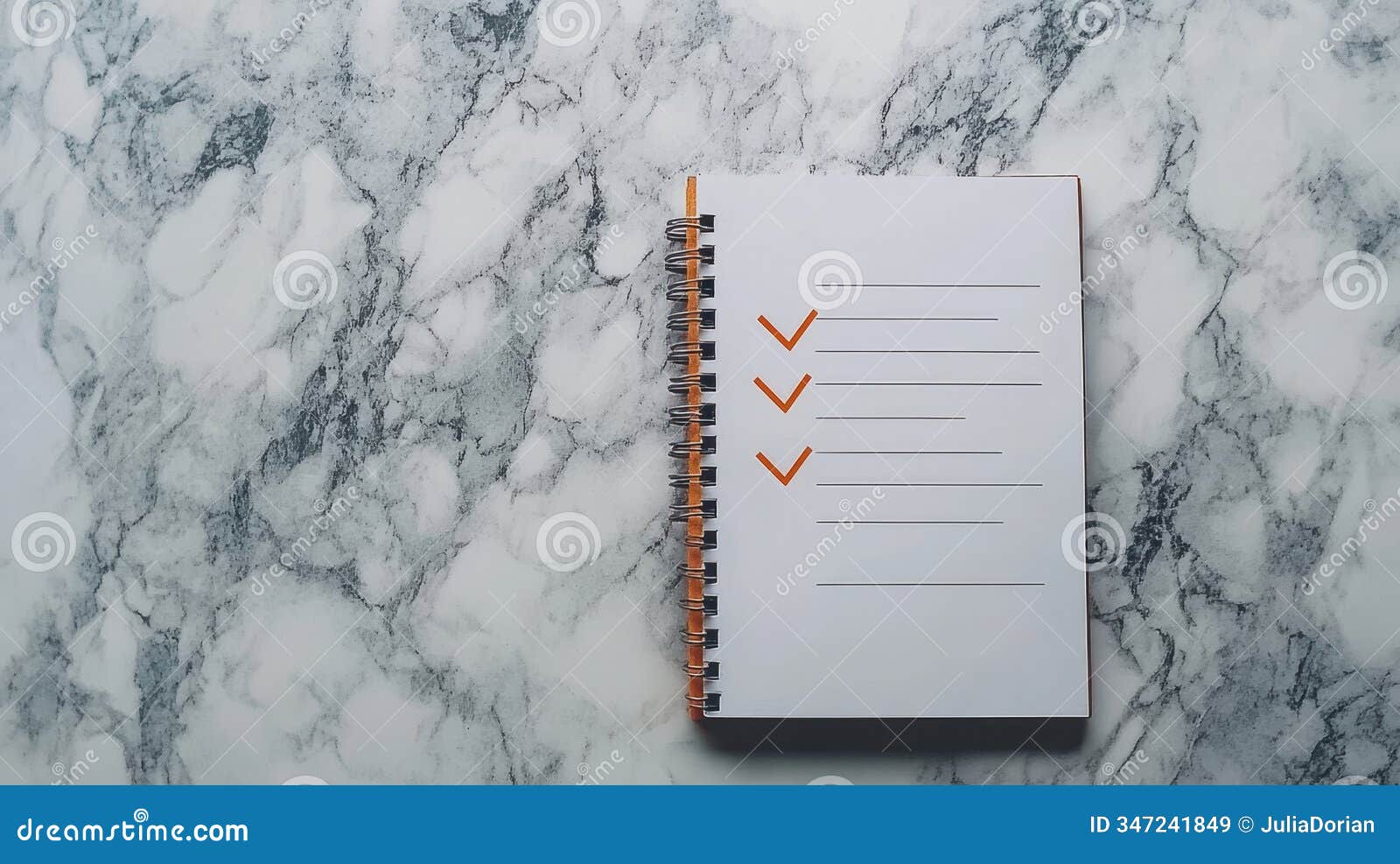 Checklist with Orange Check Marks on a Marble Background, To-do List ...