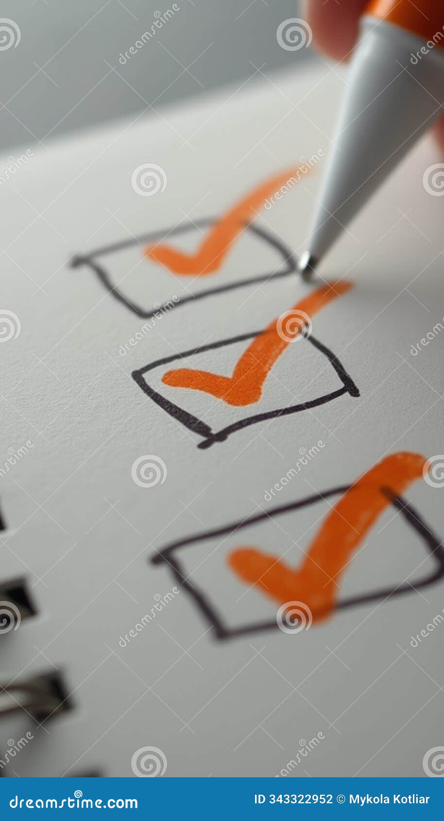 Checklist with Orange Checkmarks Stock Photo - Image of checked, work ...