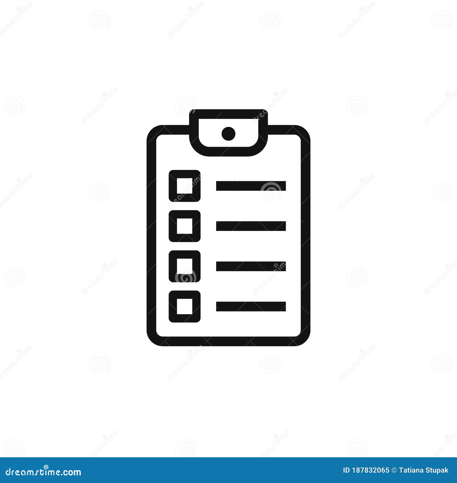 Checklist Outline Flat White Icons In Square Backgrounds Cartoon Vector ...