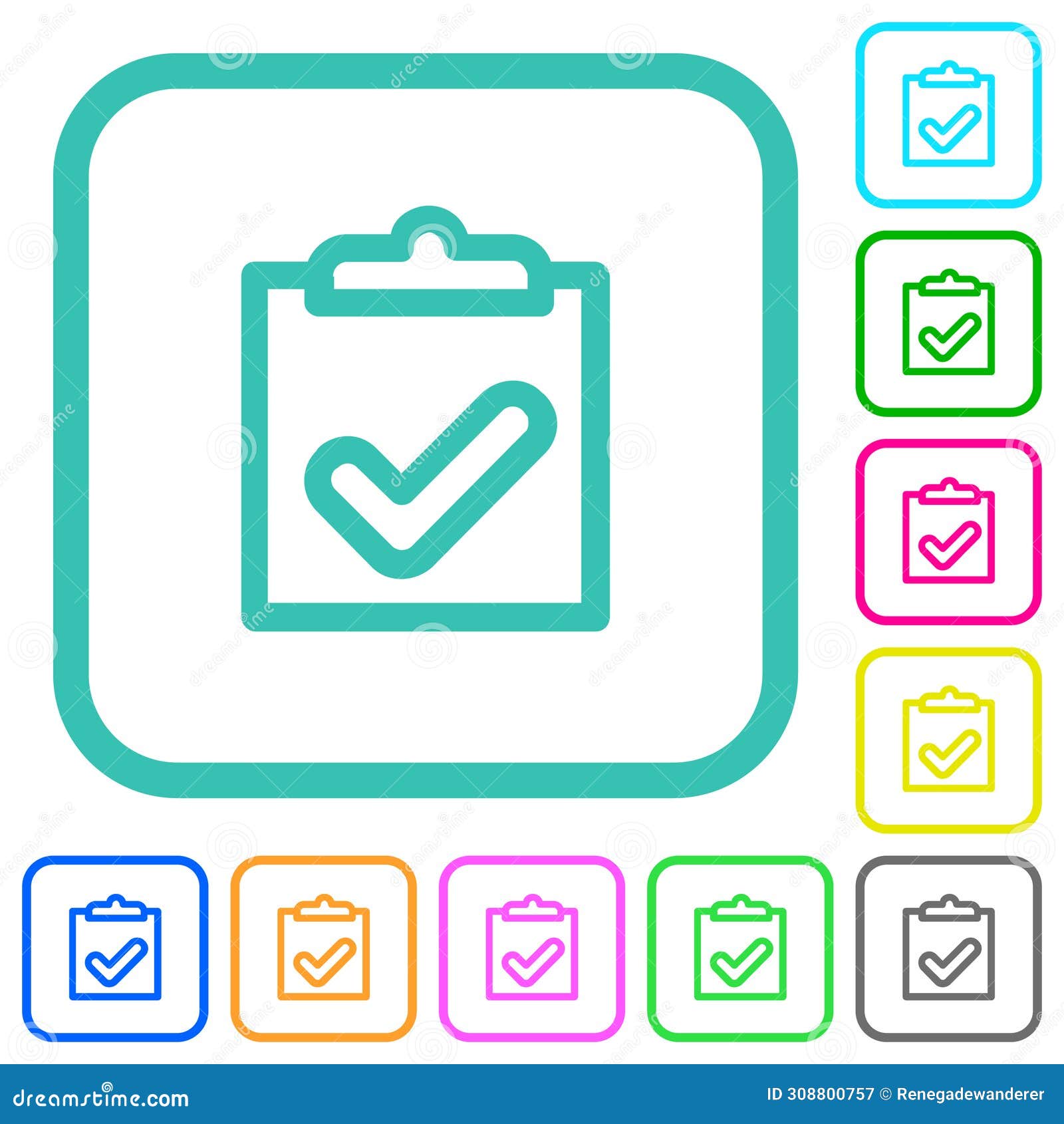 Checklist Outline Vivid Colored Flat Icons Stock Illustration ...