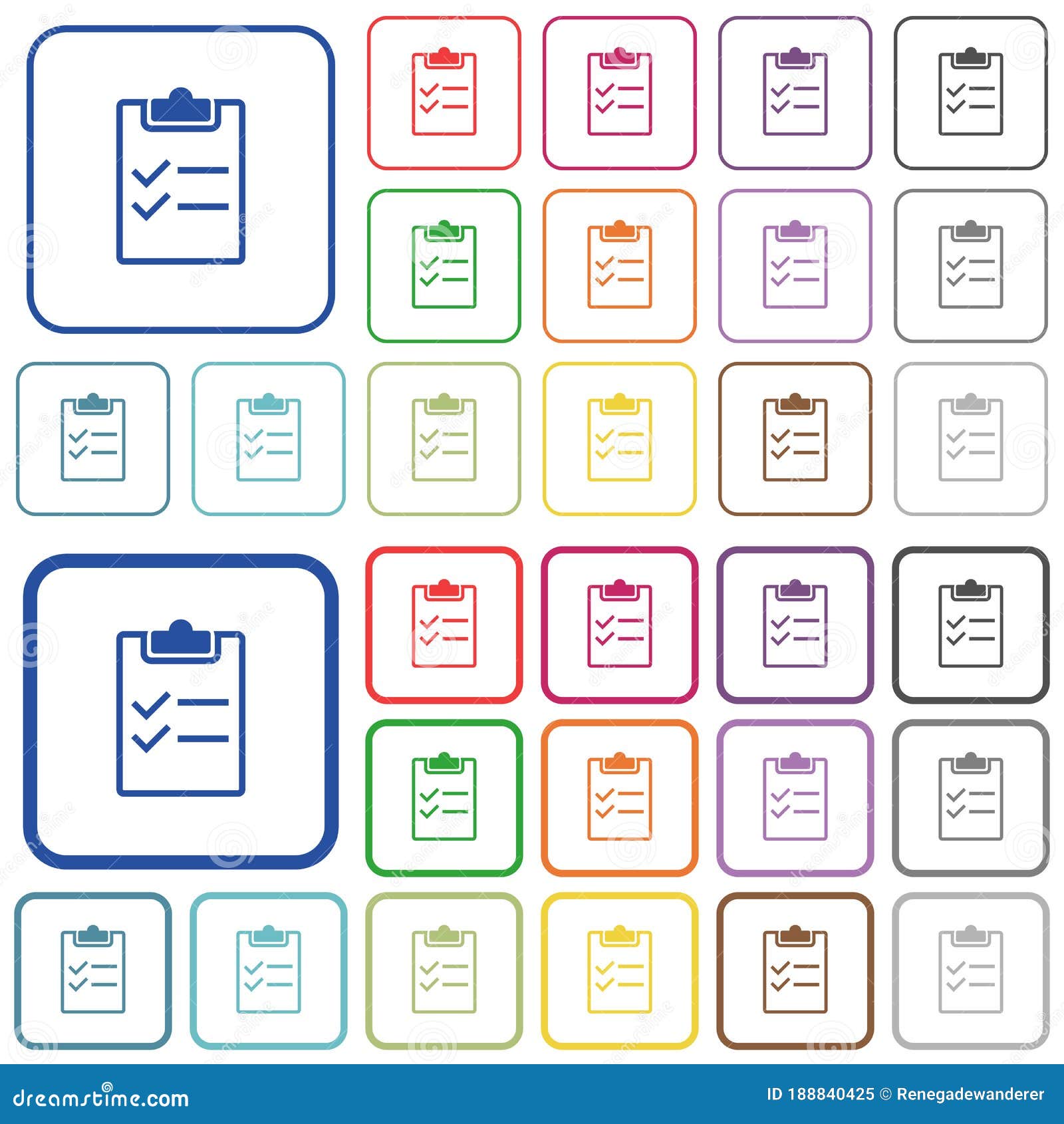 Checklist Outlined Flat Color Icons Stock Vector - Illustration of ...
