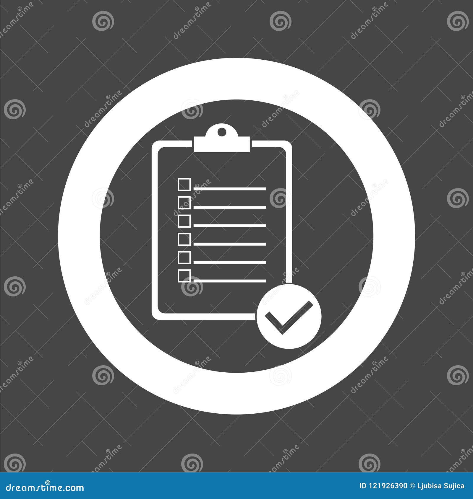 Checklist Page Vector Icon on Black Stock Vector - Illustration of icon ...
