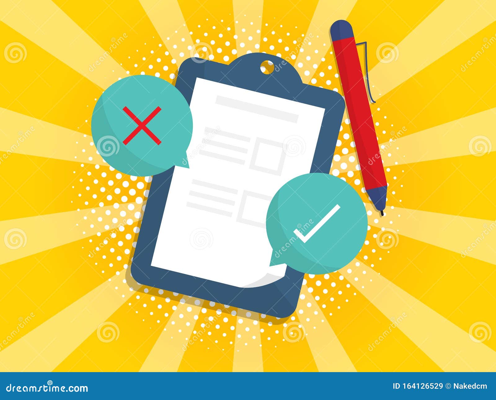 Checklist Paper on Clipboarrd with True and False Symbol Stock Vector ...