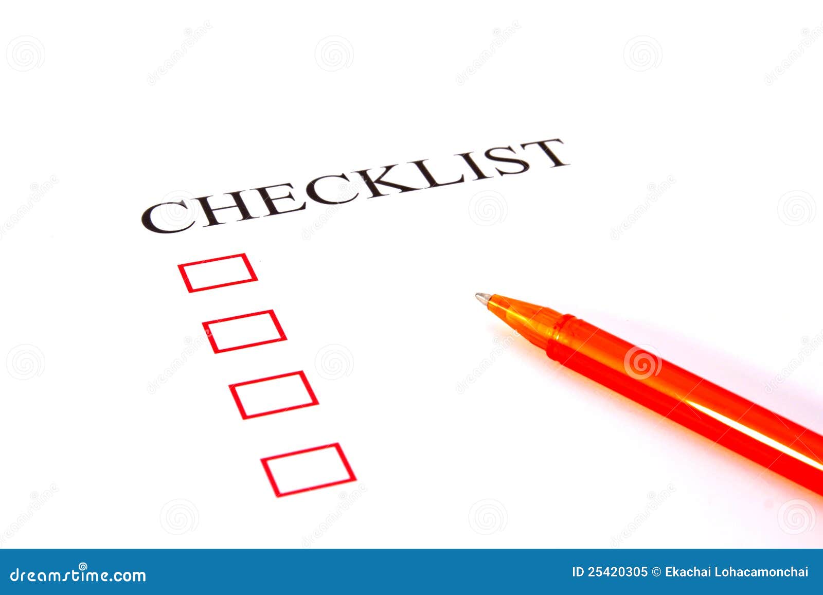 Checklist with pen stock image. Image of blank, confirmed - 25420305