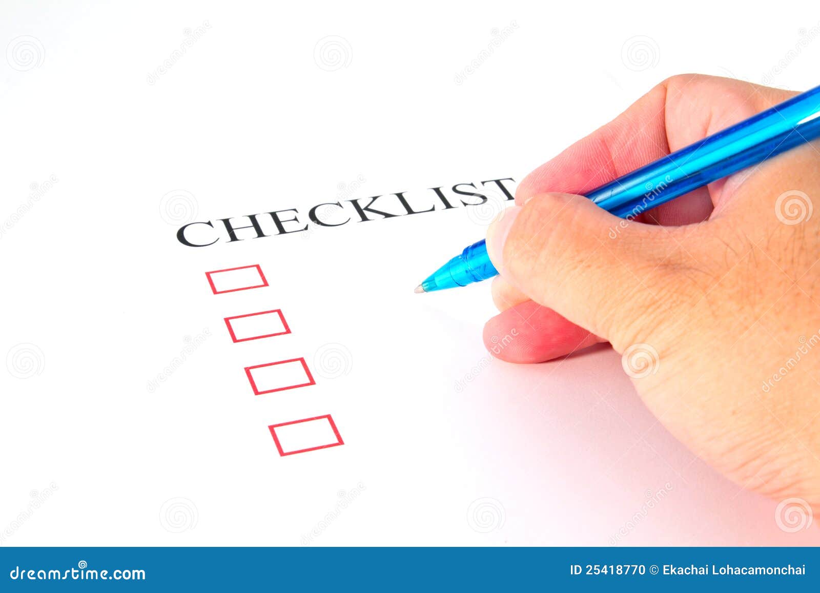 Checklist with Pen and Checked Stock Photo - Image of document ...