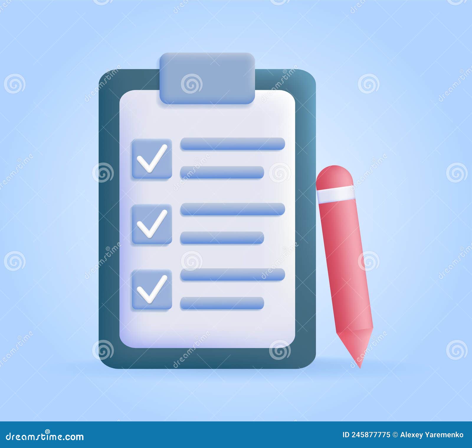 Checklist with pen stock vector. Illustration of test - 245877775