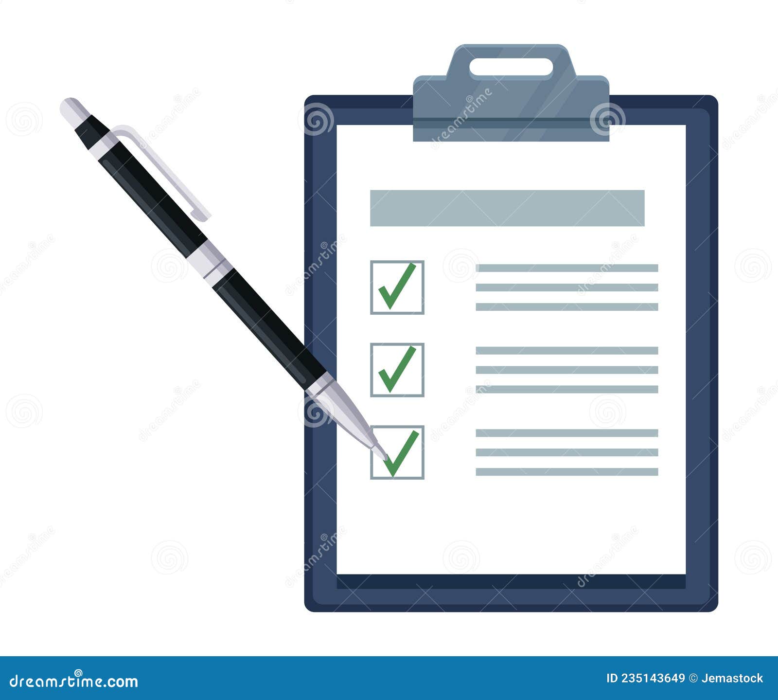 Checklist with pen stock vector. Illustration of application - 235143649