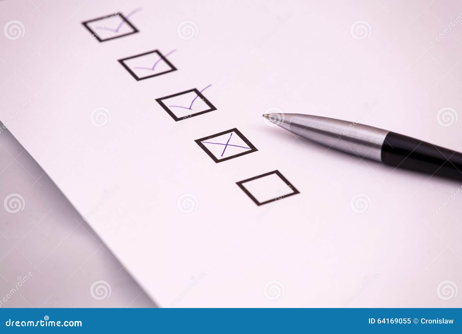 Checklist with a pen. stock image. Image of white, isolated - 64169055